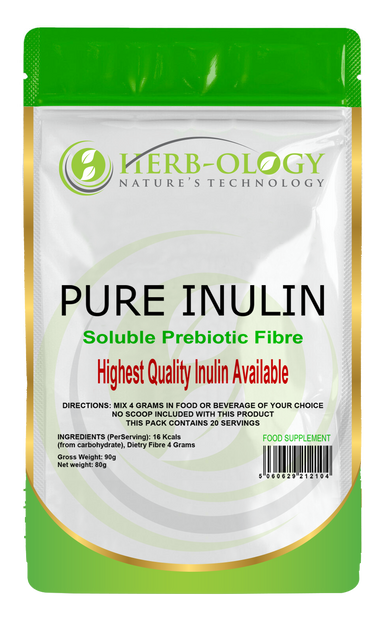 Herb-ology Inulin Pure Powder 80g Prebiotic Soluble Fibre For Digestiv ...